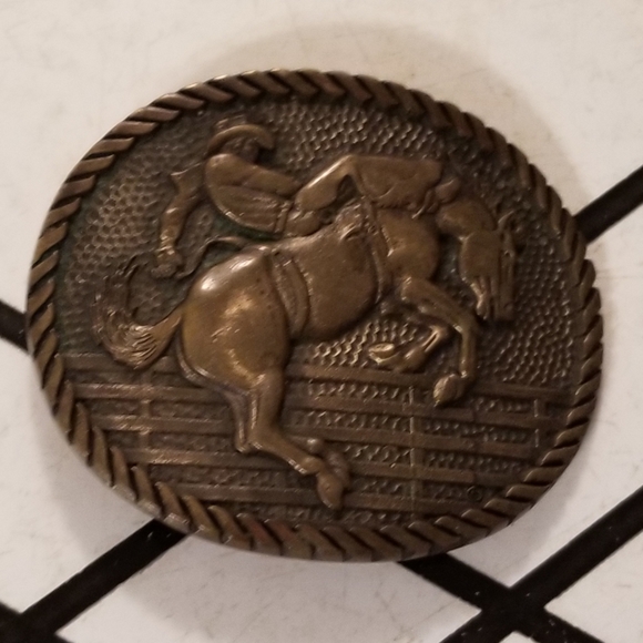 Belt Buckle | Accessories | Brass Lil Buckaroo Bronco Riding Horse ...